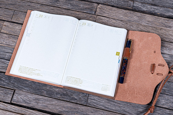 Deri Bağcıklı A5 Defter Kitap Kılıfı - Kahverengi | Galen TR